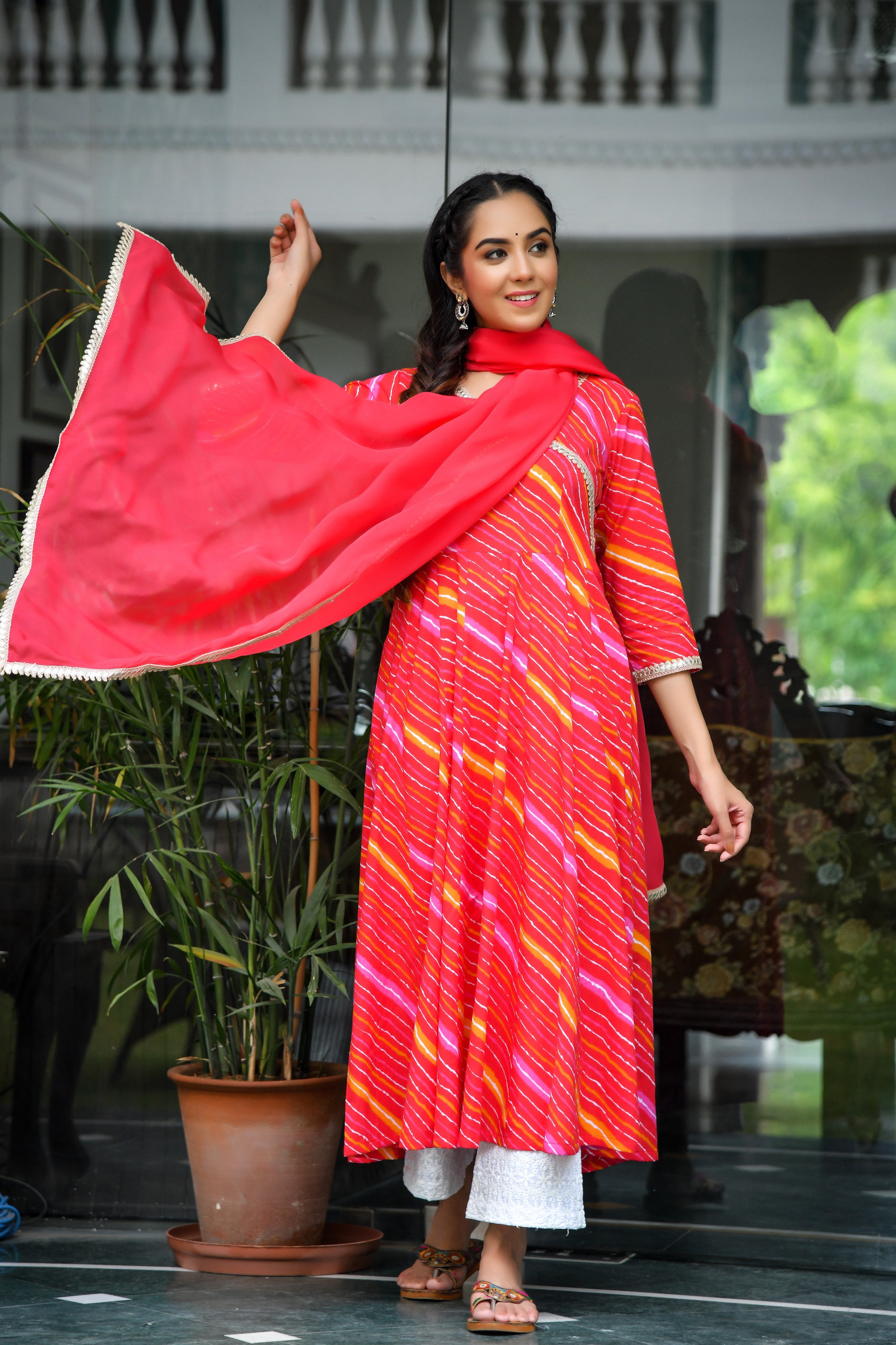 Buy Red Lehriya Suit Set - Perfect for Any Occasion